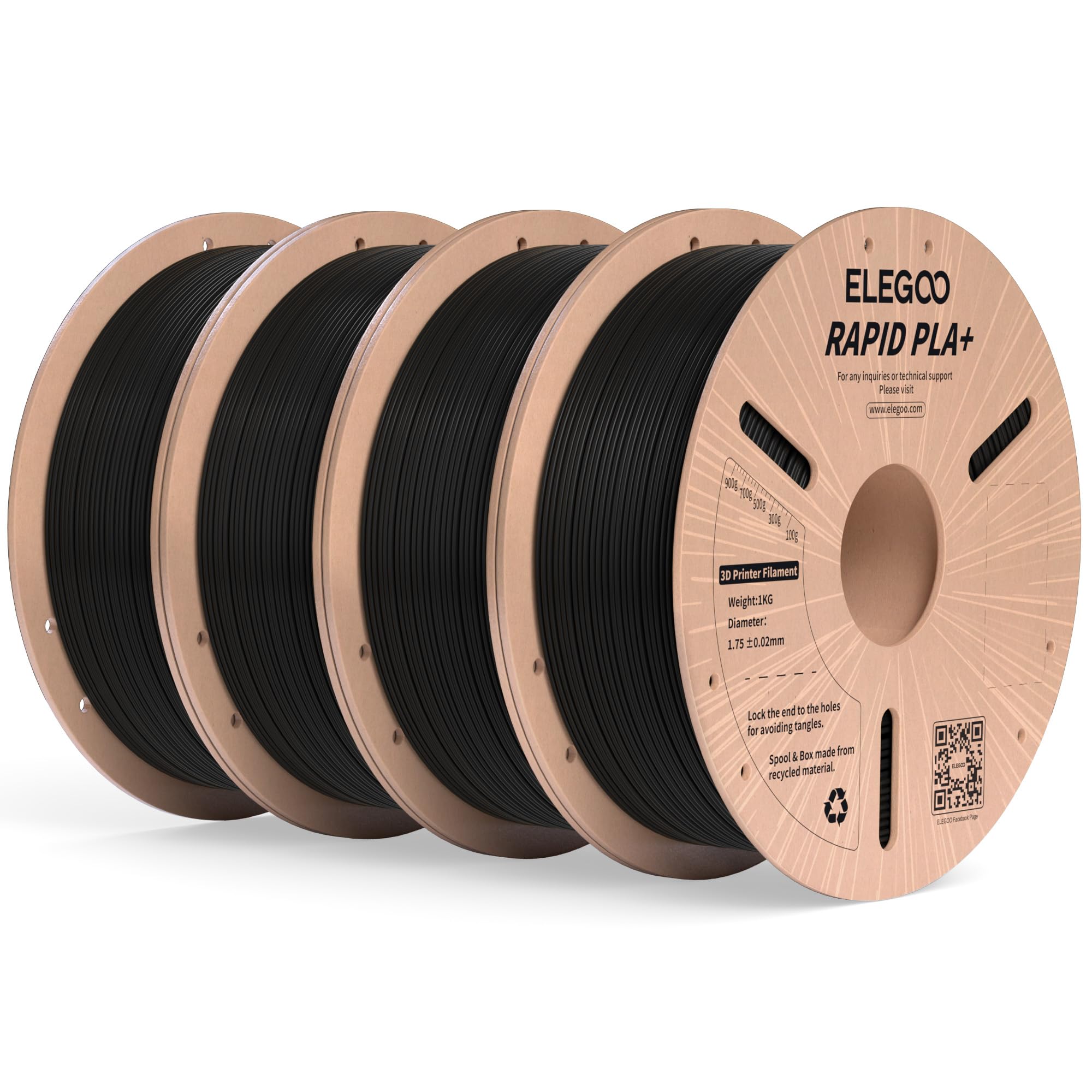 ELEGOO Rapid PLA Plus Filament 1.75mm Black 4KG, PLA+ 3D Printer ...