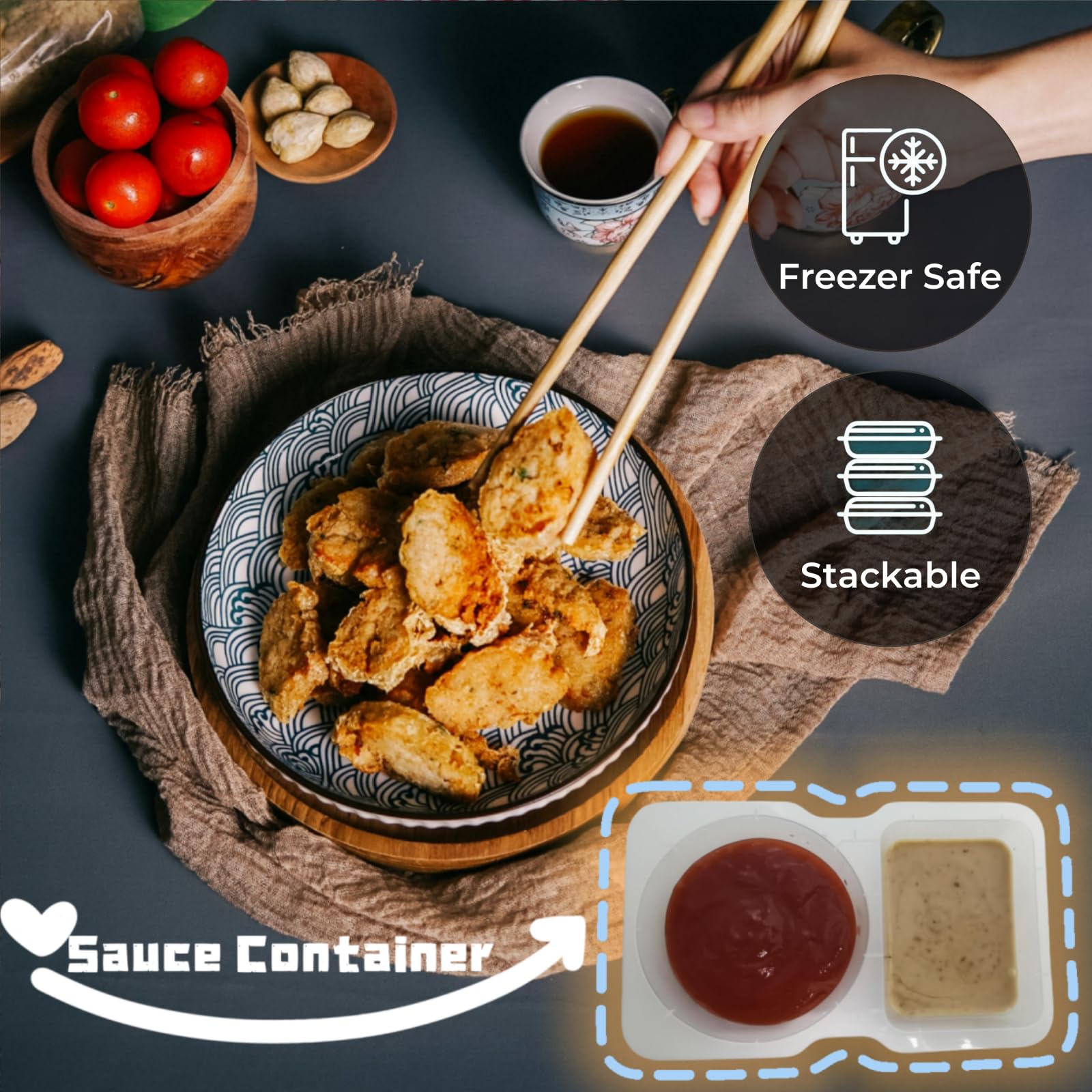 Snapklik.com : Fangool 20pcs Double Compartment Condiment Container