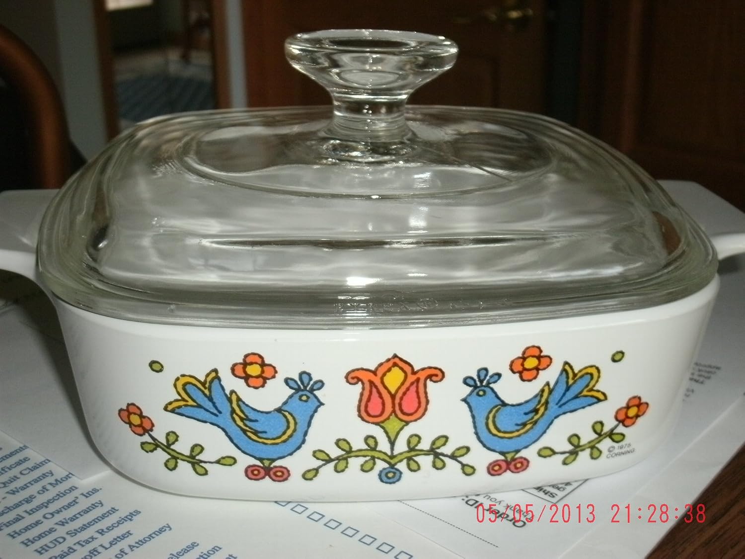 Amazon.com: Pyrex Country Festival Pattern Covered Casserole 6 1/2 x 6 ...
