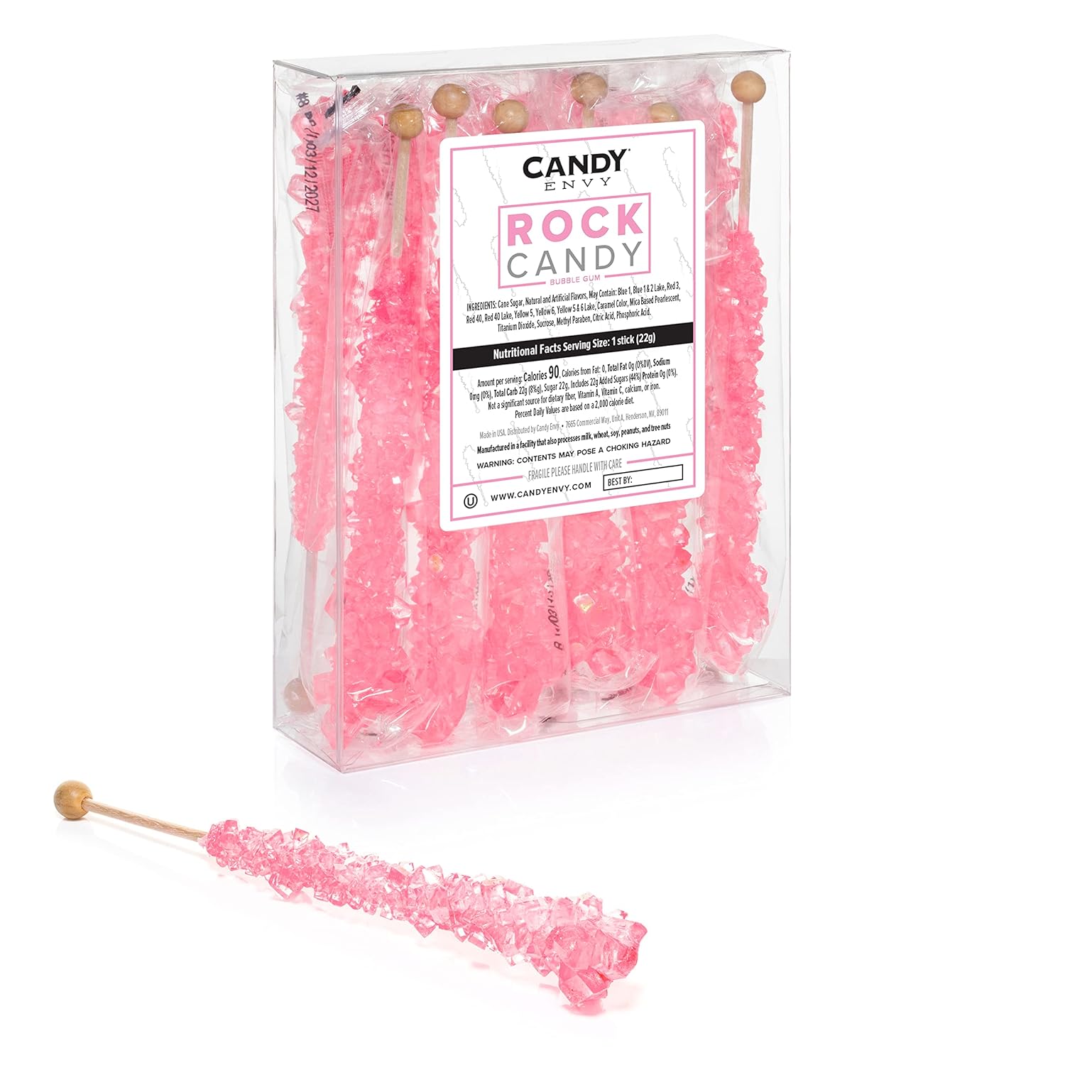 Amazon.com : Candy Envy 12 ct Light Pink Rock Candy Crystal Sticks ...