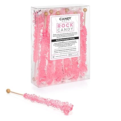 Amazon.com : Candy Envy 12 ct Light Pink Rock Candy Crystal Sticks ...