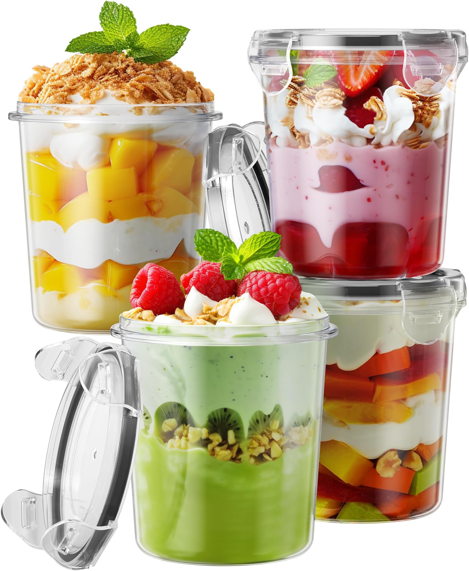 Amazon.com: Overnight Oats Container with Lids (4-Piece set) - 16 oz ...