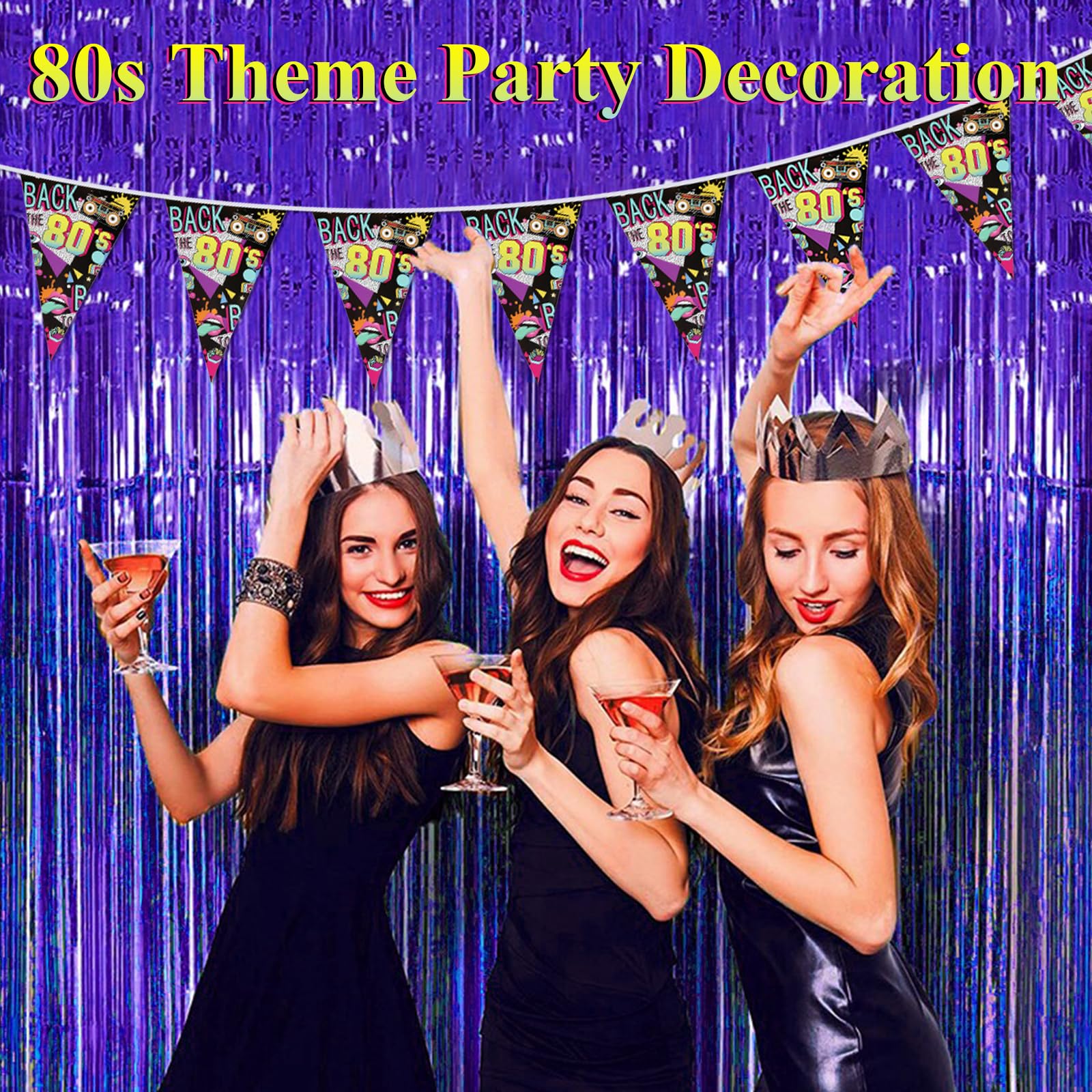 80s Party Decoration Bunting Banner – Fowecelt 16ft 80s Bunting with 24 ...