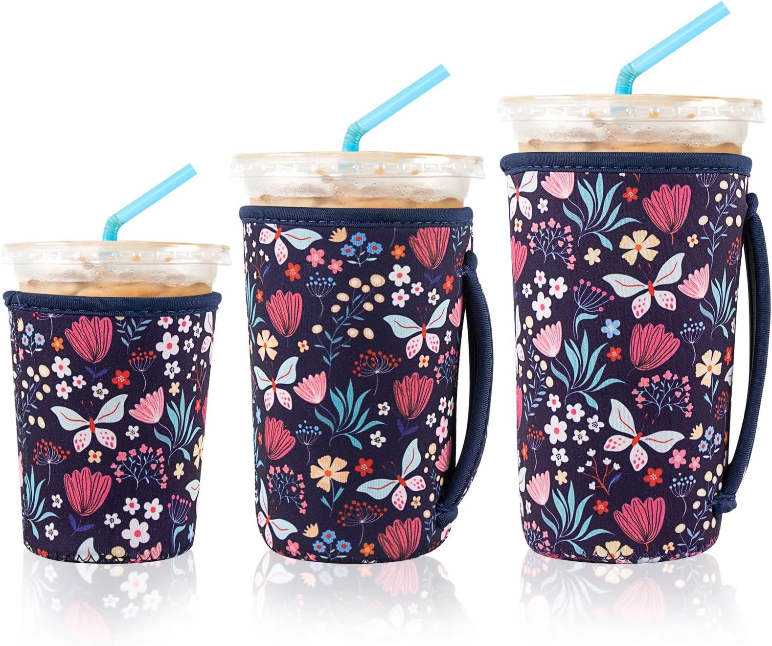 Amazon.com: Hoolerry 30 Pcs Reusable Iced Coffee Sleeve for Cold ...