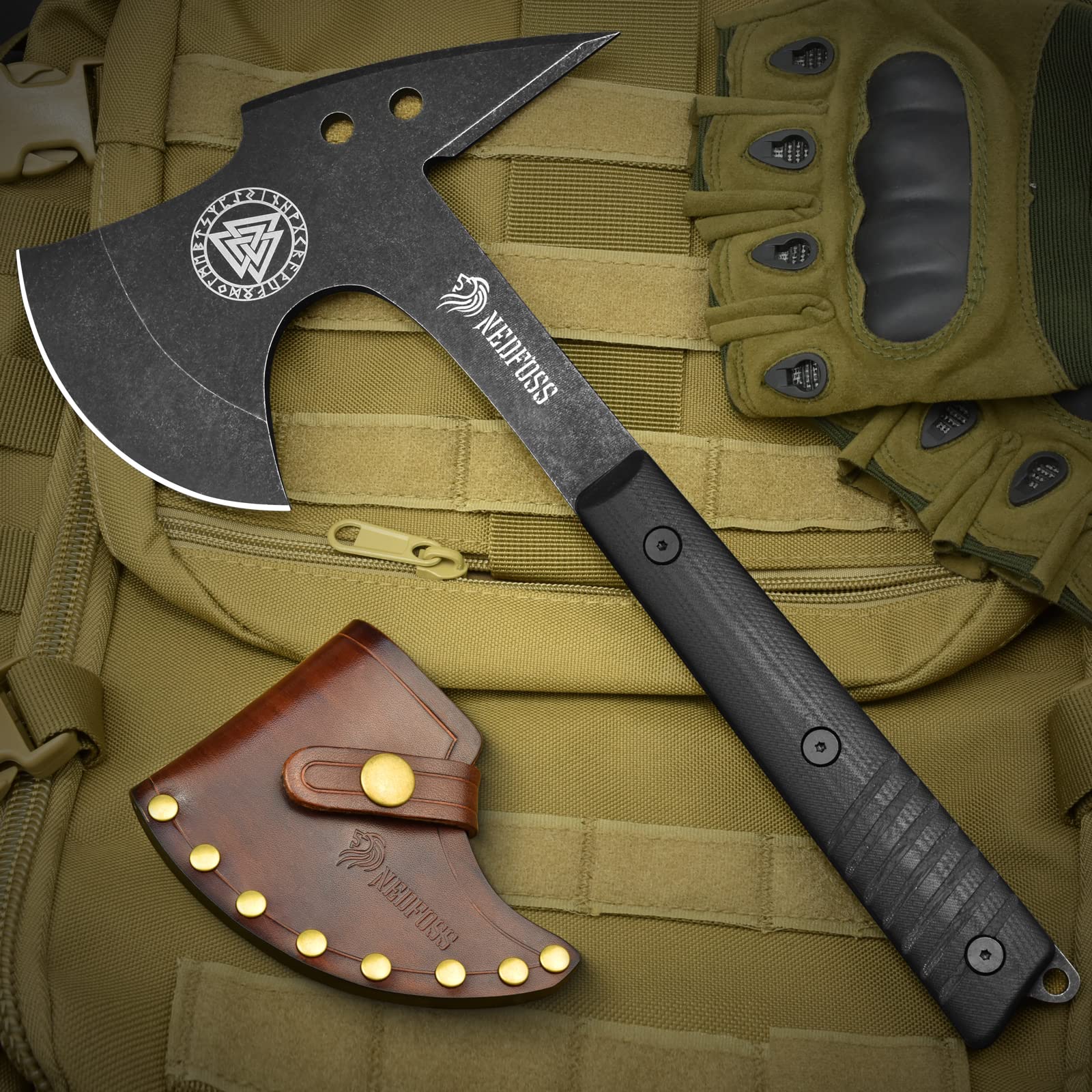 Buy NedFoss 13 Inch Tomahawk with Spike, Full Tang Outdoor Escape Hawk ...
