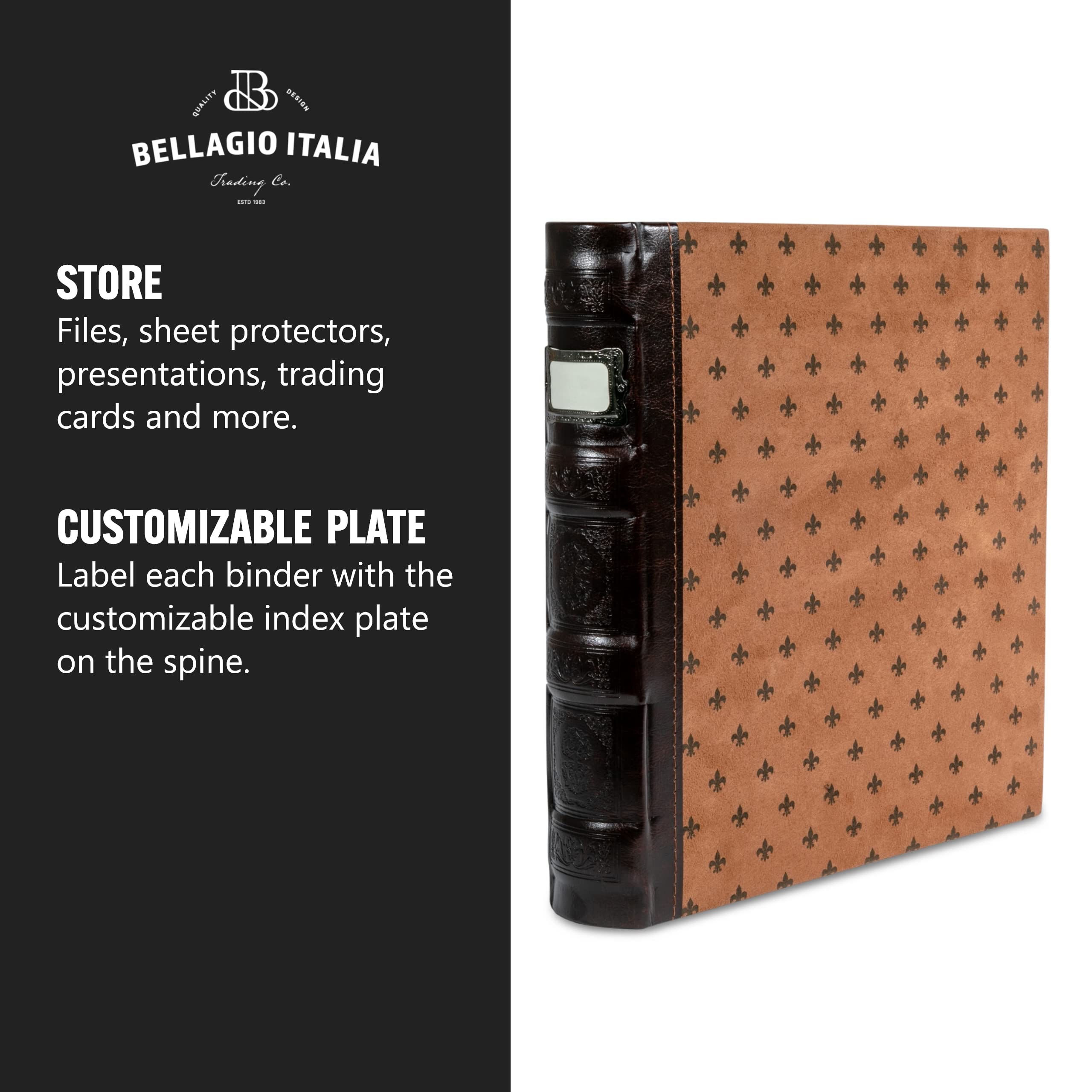 Bellagio-Italia 3-Ring 1" D Ring Binder, Tuscanny Faux Leather - for ...