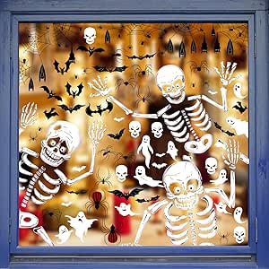 Amazon.com: Halloween Window Decorations - Skeleton Window Clings ...