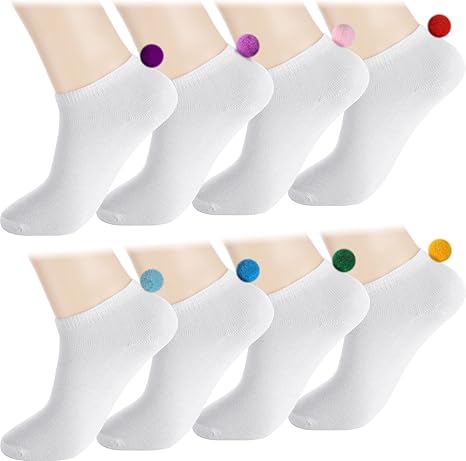 Amazon.com: Vicenpal 8 Pairs Women Pom Pom Socks Ankle with Balls on ...