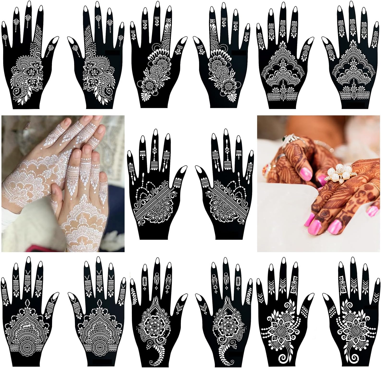 Amazon.com : Qpout Tattoo Stencils For Kids Adults, 12 Sheets Henna ...