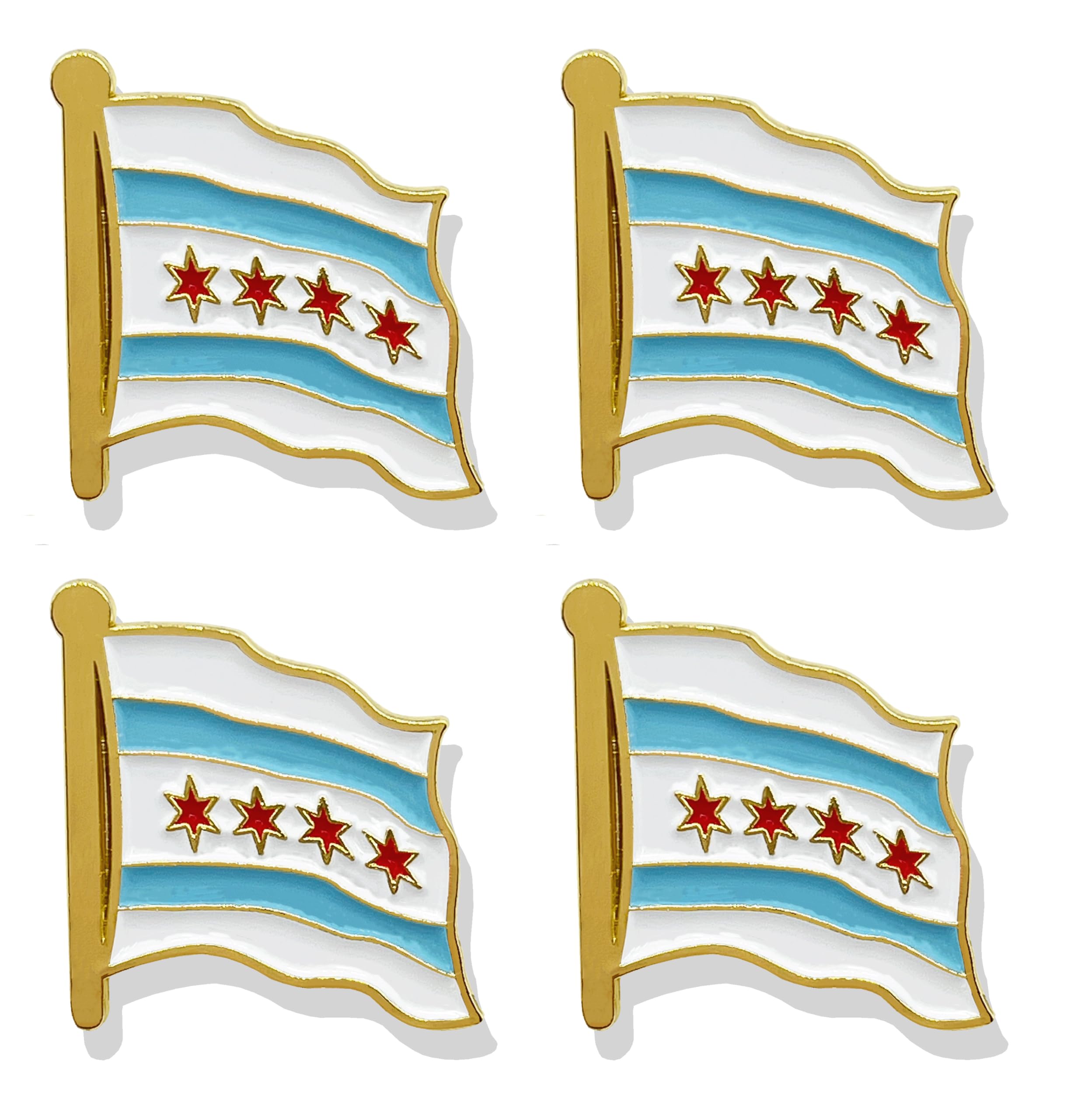 Amazon.com: HSQCEZ 4 Pack Chicago Flag Lapel Pin - Chicago Flags Pins ...