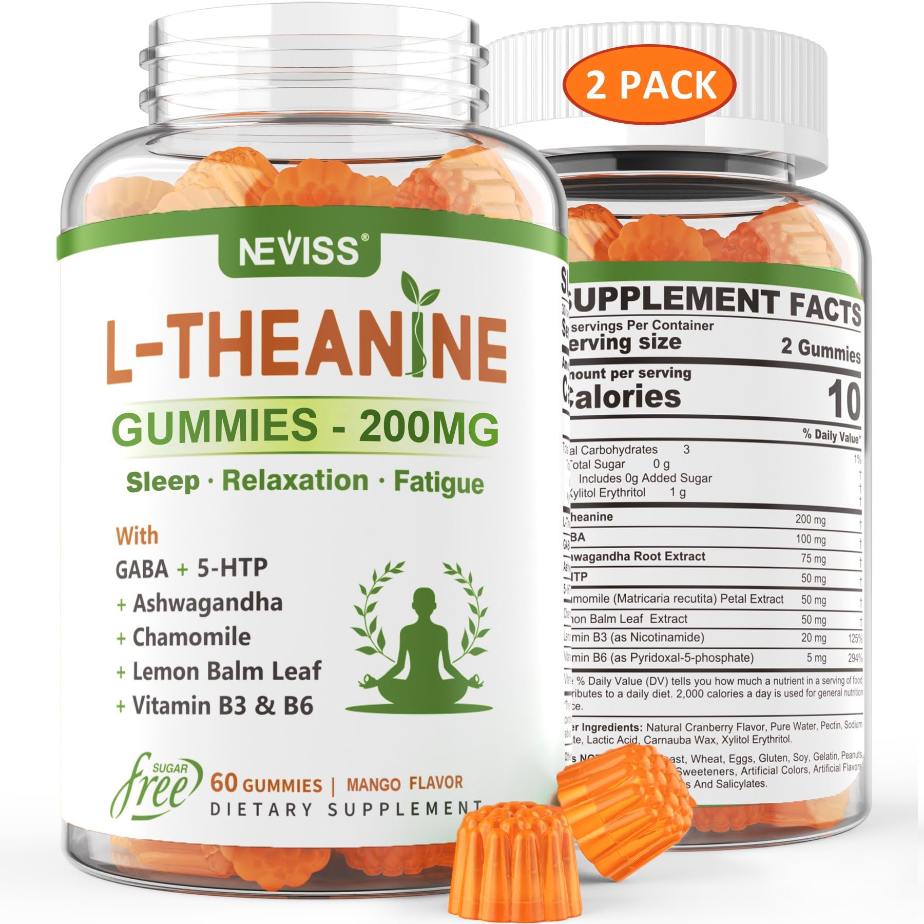 Amazon.com: L-Theanine Supplement, L Theanine 200 mg Calm Gummies Sugar ...