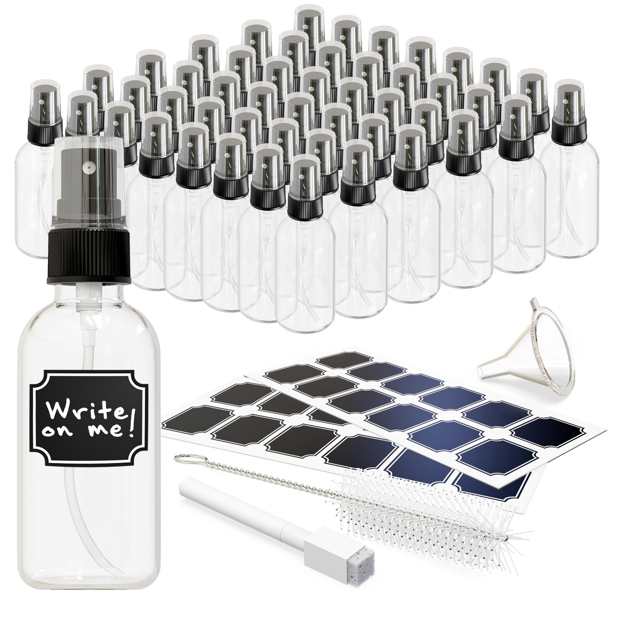 Amazon.com: Nevlers 48 Pack Clear Glass Spray Bottles 2 Oz Mini Spray ...