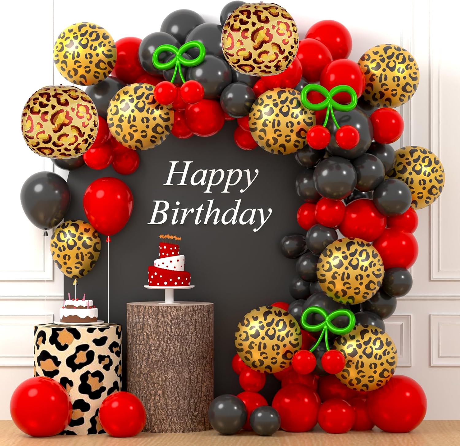 Amazon.com: Black Red Cheetah Print Balloon Arch Kit, Black Brown ...