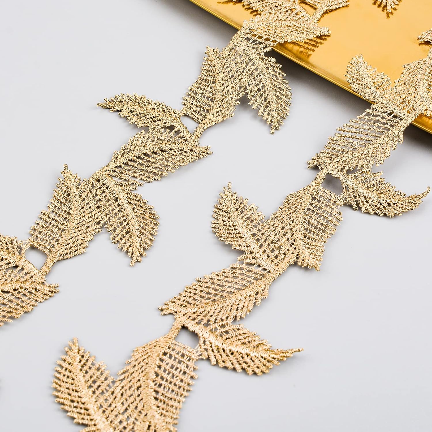 Amazon.com: URROMA Gold Leaf Lace Trim, 5 Yards Venise Gold Lace Ribbon ...