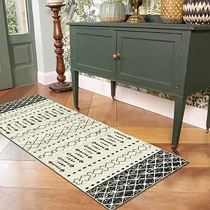 Homcomoda Boho Hallway Runner Rugs 2x6 Faux Wool Kitchen Runner Rug ...