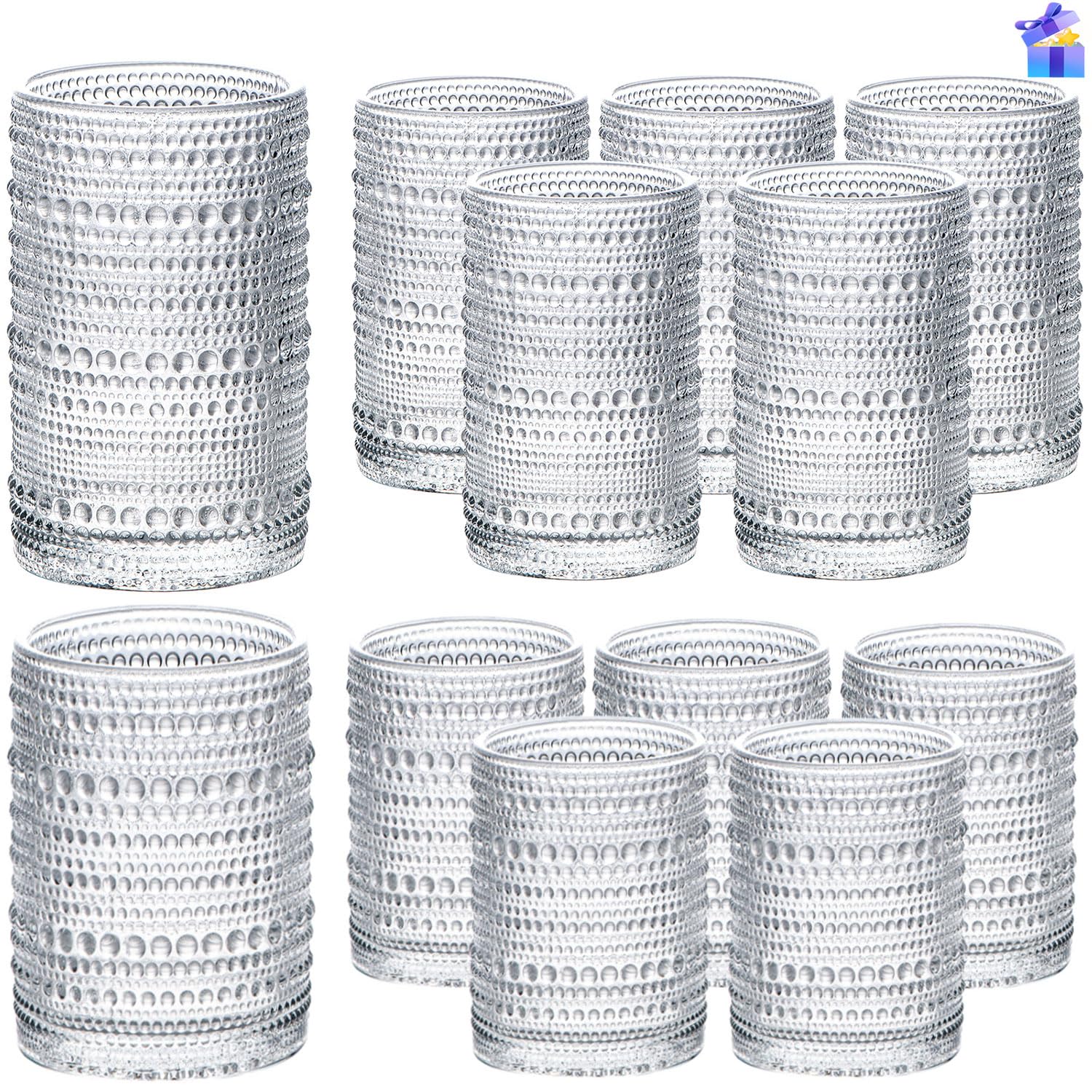 Amazon.com | megarte Vintage Hobnail Drinking Glasses - Set of 12 ...