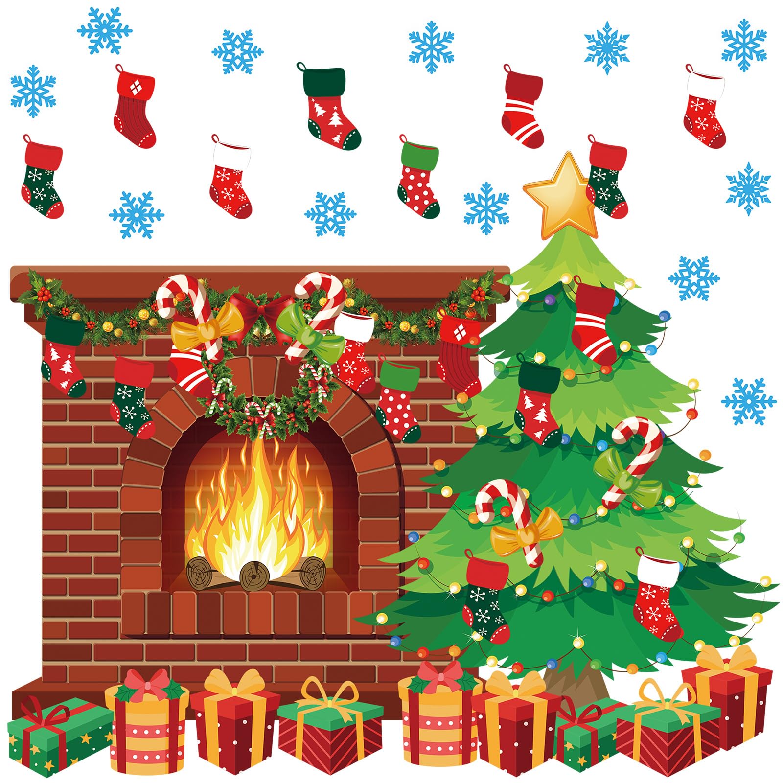 Amazon.com : Tatuo 71 Pcs Christmas Fireplace Bulletin Board Large ...