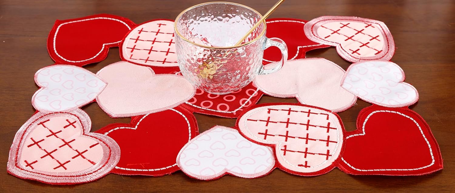 GRANDDECO Juego de 2 manteles individuales para el día de San Valentín ...