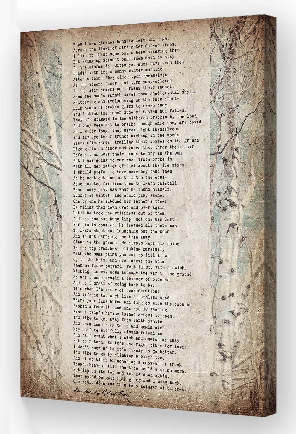 Amazon.com: Jelyfisg Birches Poem Wall Art Vintage Poetry Poster Canvas ...