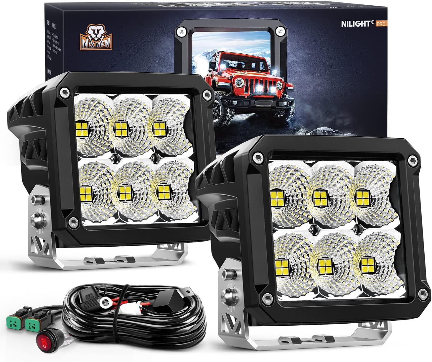 Amazon.com: Nilight 2 PCS LED Pod Lights 120W 4 Inch Square 13500LM 120 ...