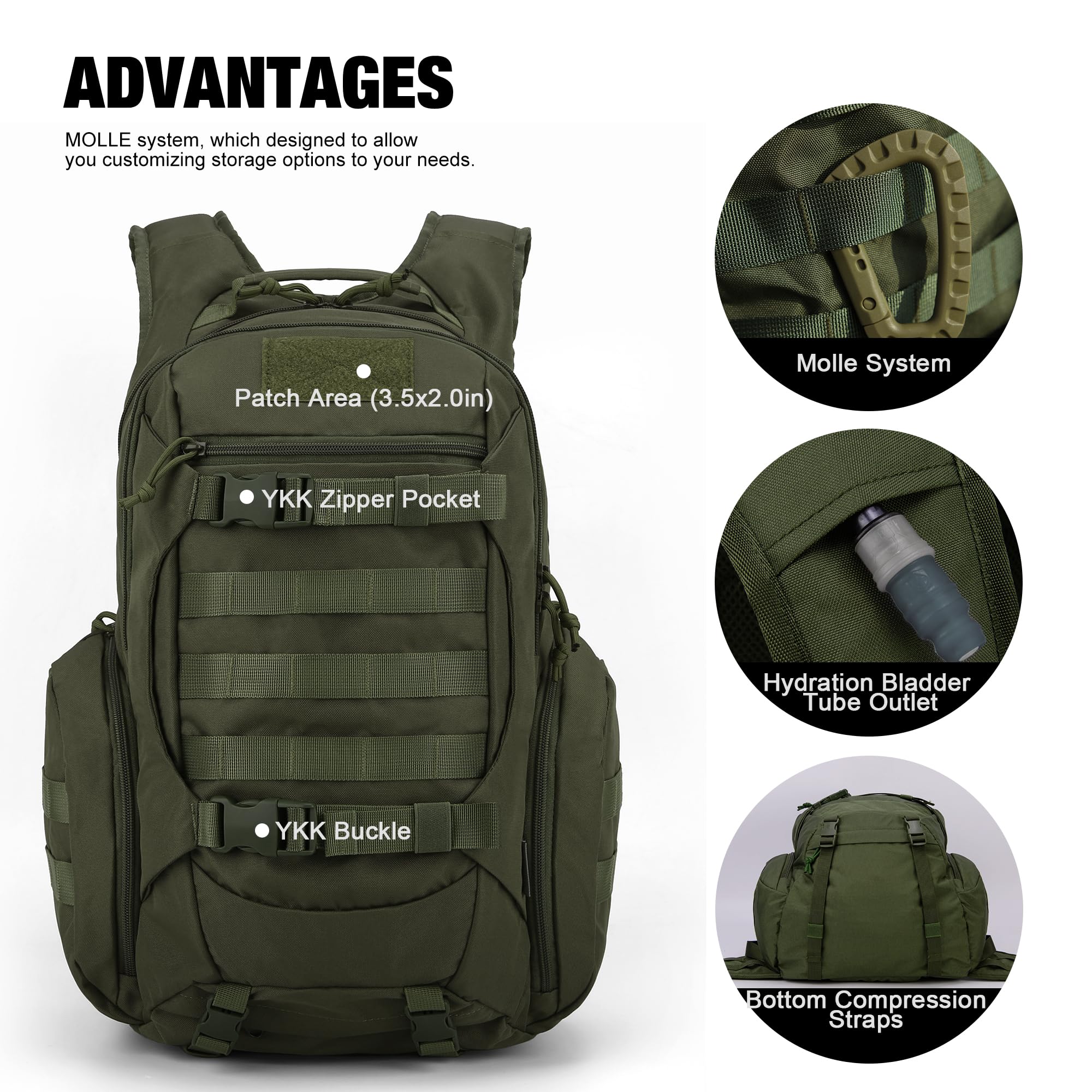 Mardingtop Tactical Backpack for Men,Military Molle Backpack for Hiking ...