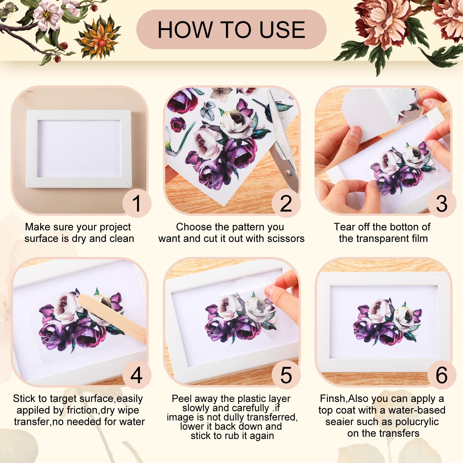 Snapklik.com : BBTO 12 Sheets Rub On Transfers For Crafts And Furniture ...