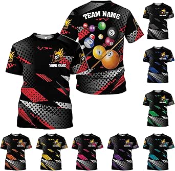Amazon.com: Custom 3D Billiard Shirt for Men Women Personalized Pool ...