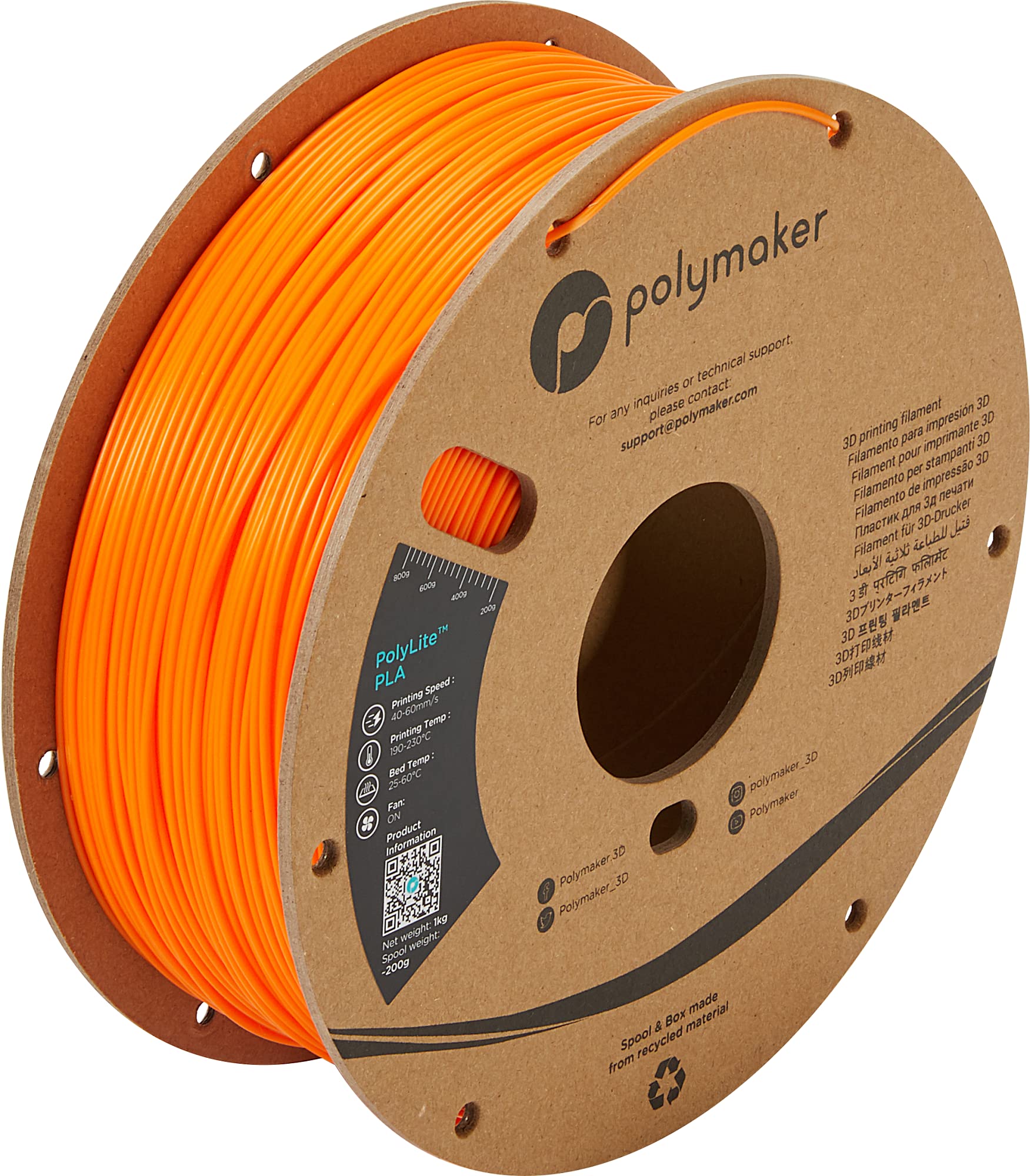 Snapklik.com : Polymaker PLA Filament, Orange 3D Printing PLA Filament ...