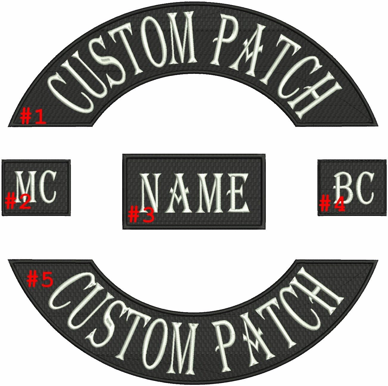 Amazon.com: Masterpatch Custom Embroiderd Full Vest Biker 5pc (Sew Iron ...