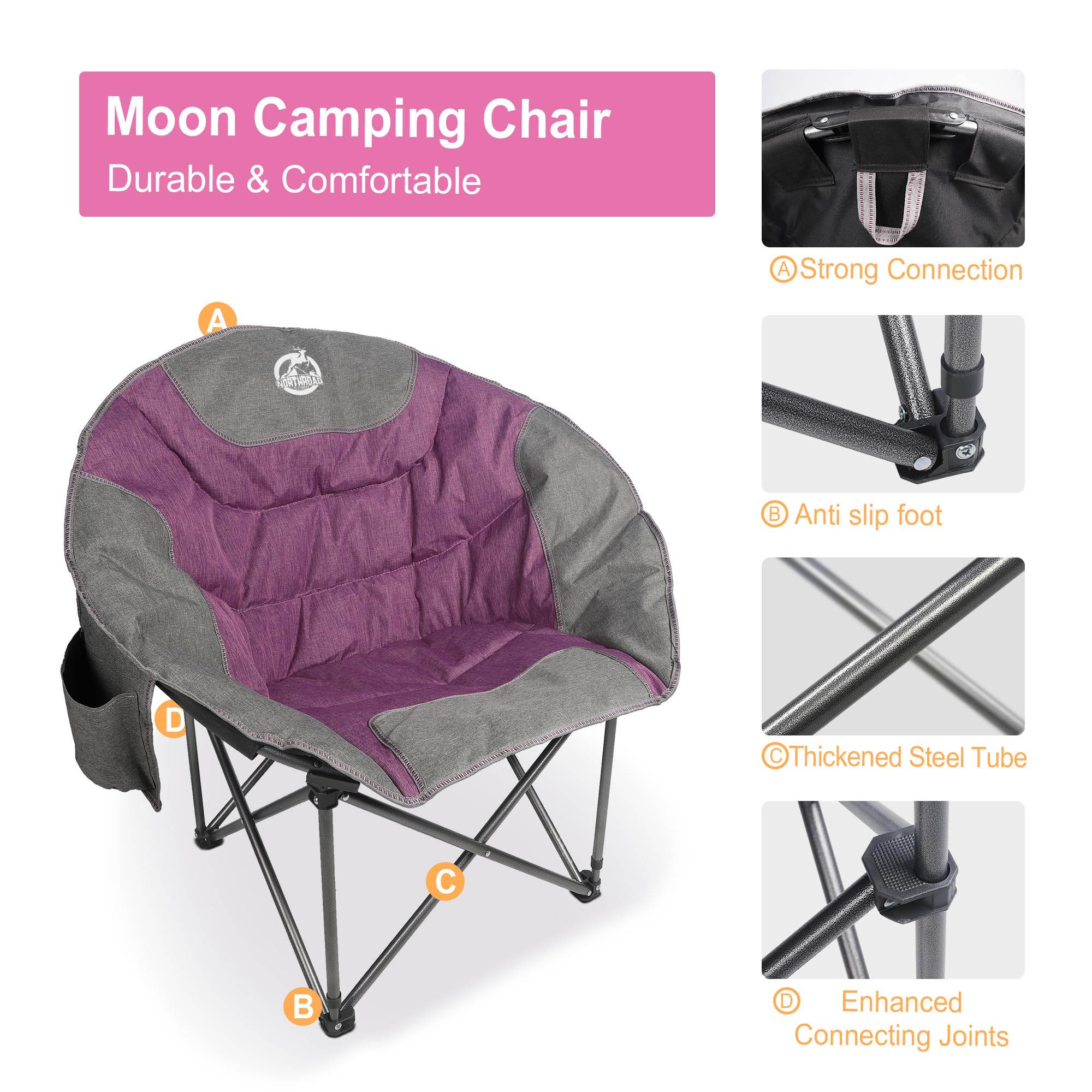 Snapklik.com : Folding Compact Camping Moon Chair, Outdoor Padded ...