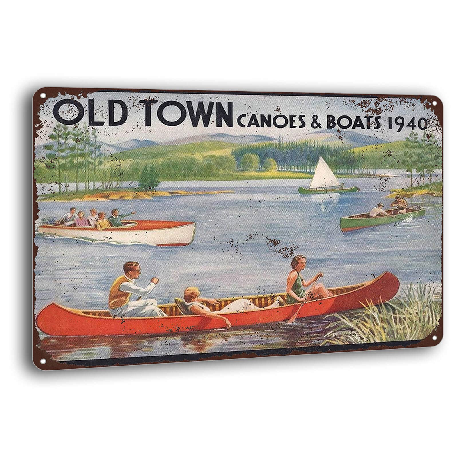 Amazon.com: BAYABU 1940 Old Town Canoes & Boats Vintage Metal Sign Wall ...