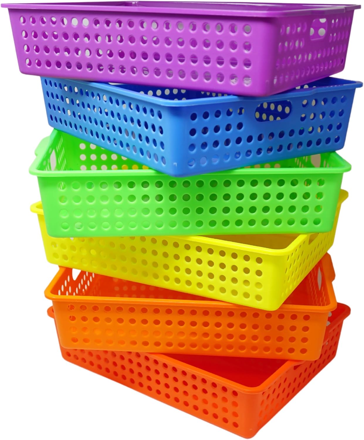 Amazon.com: 6 Pack Colorful Plastic Classroom Storage Bins 13.75" X 10. ...