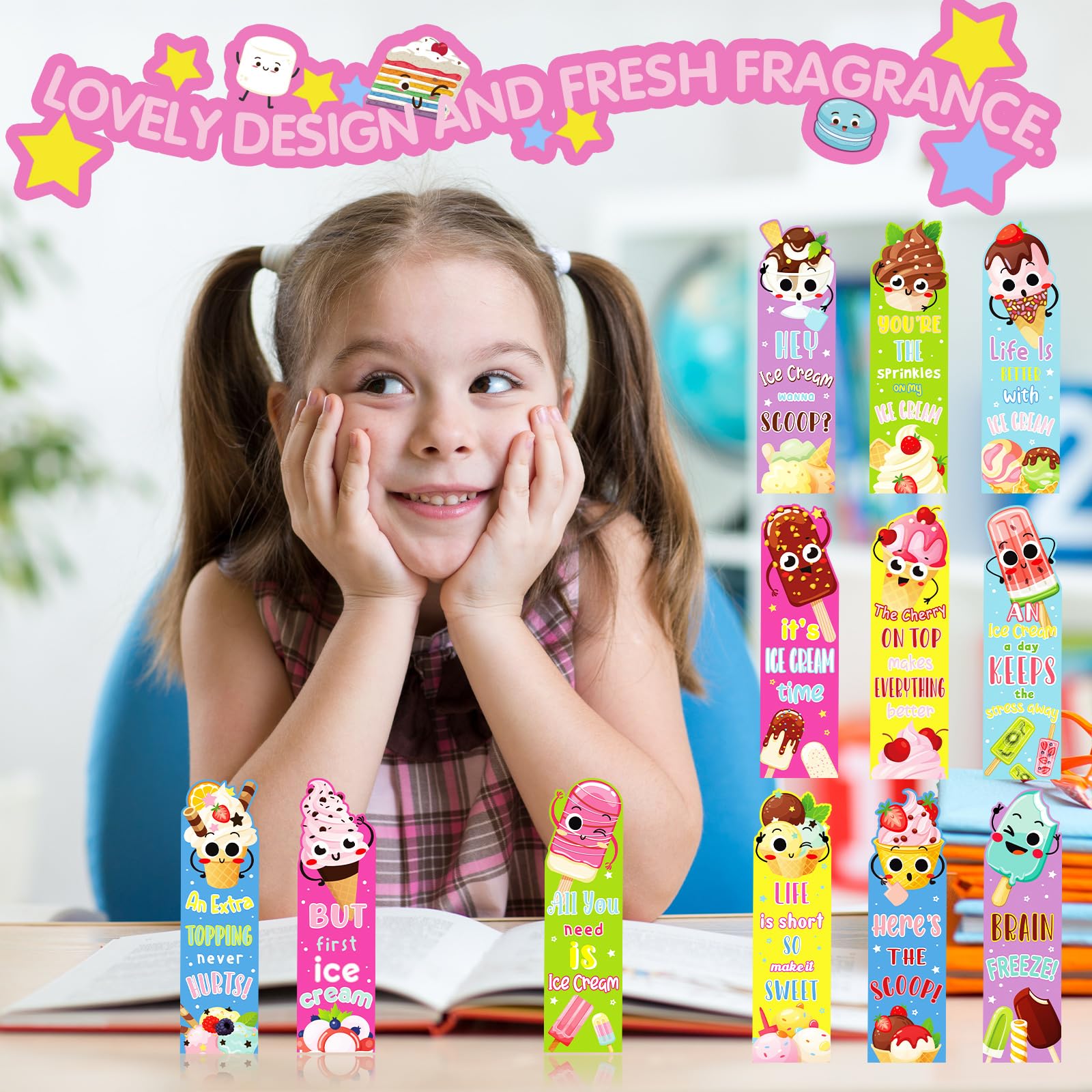 Snapklik.com : Fainne 60 Pieces Scented Bookmarks Kids Scratch And ...
