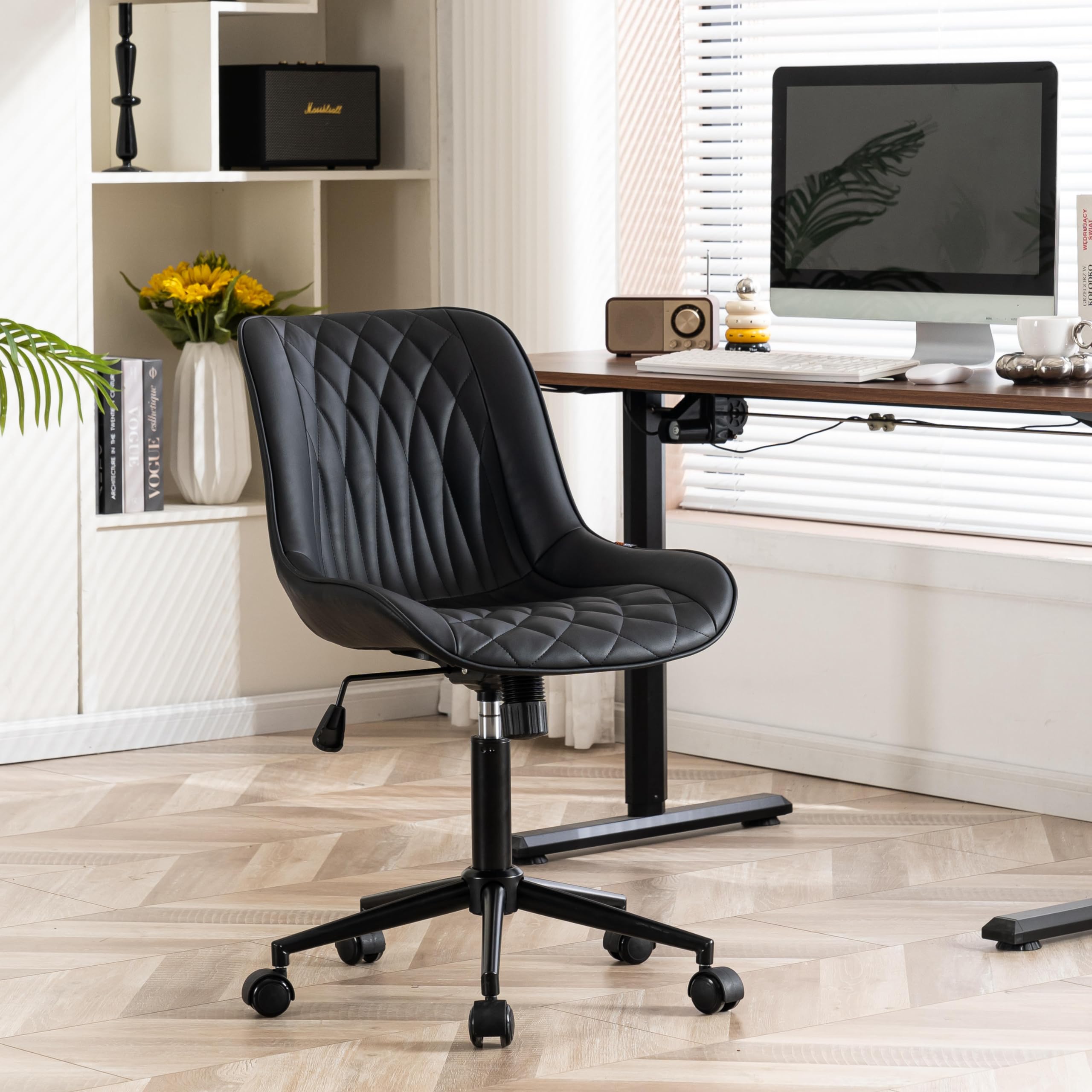 YOUNIKE Desk Chair with Wheels Armless Office Chair Swivel Rolling Task ...