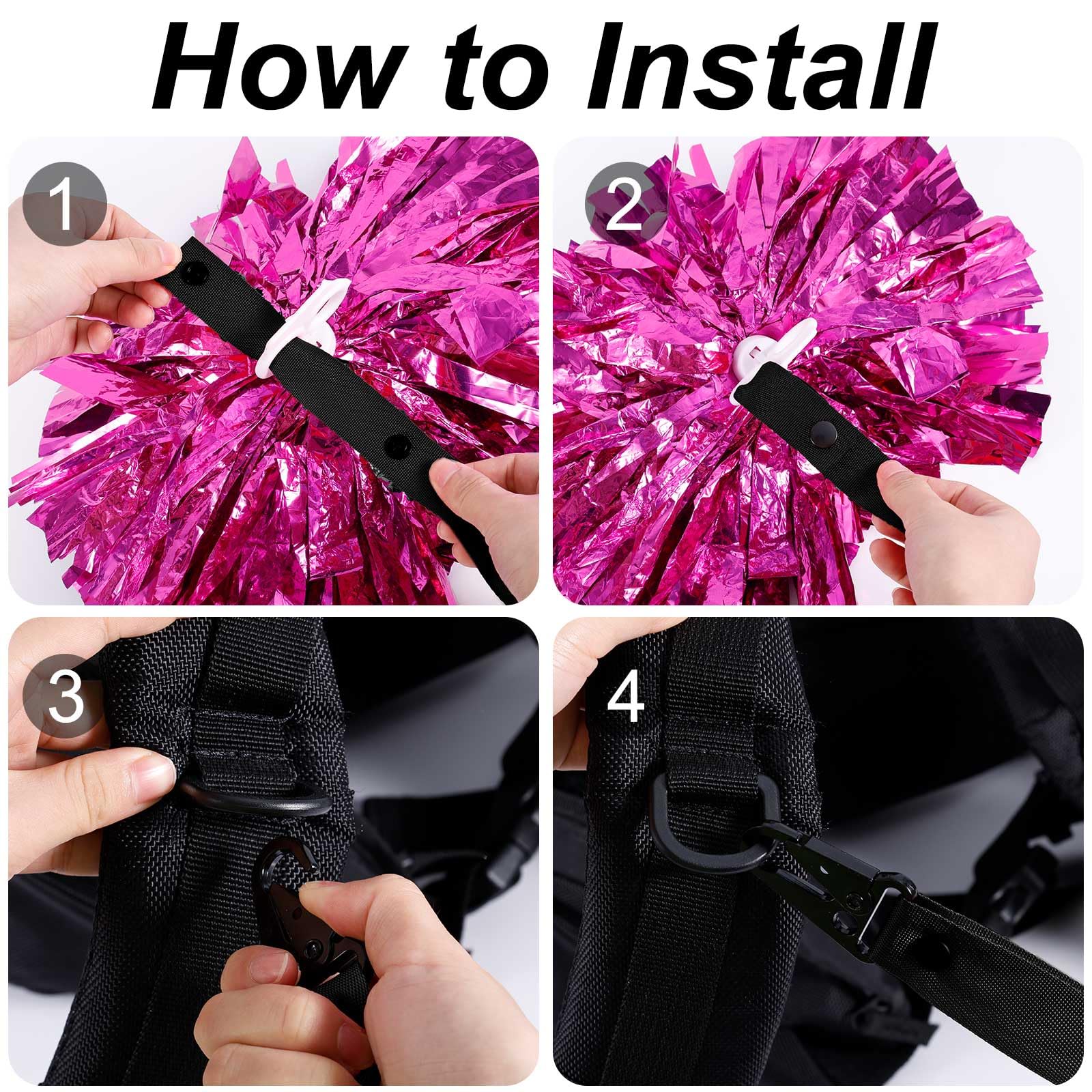 Cheer Pom Straps Adjustable Cheerleading Pom Pom Holder With Name Tags ...