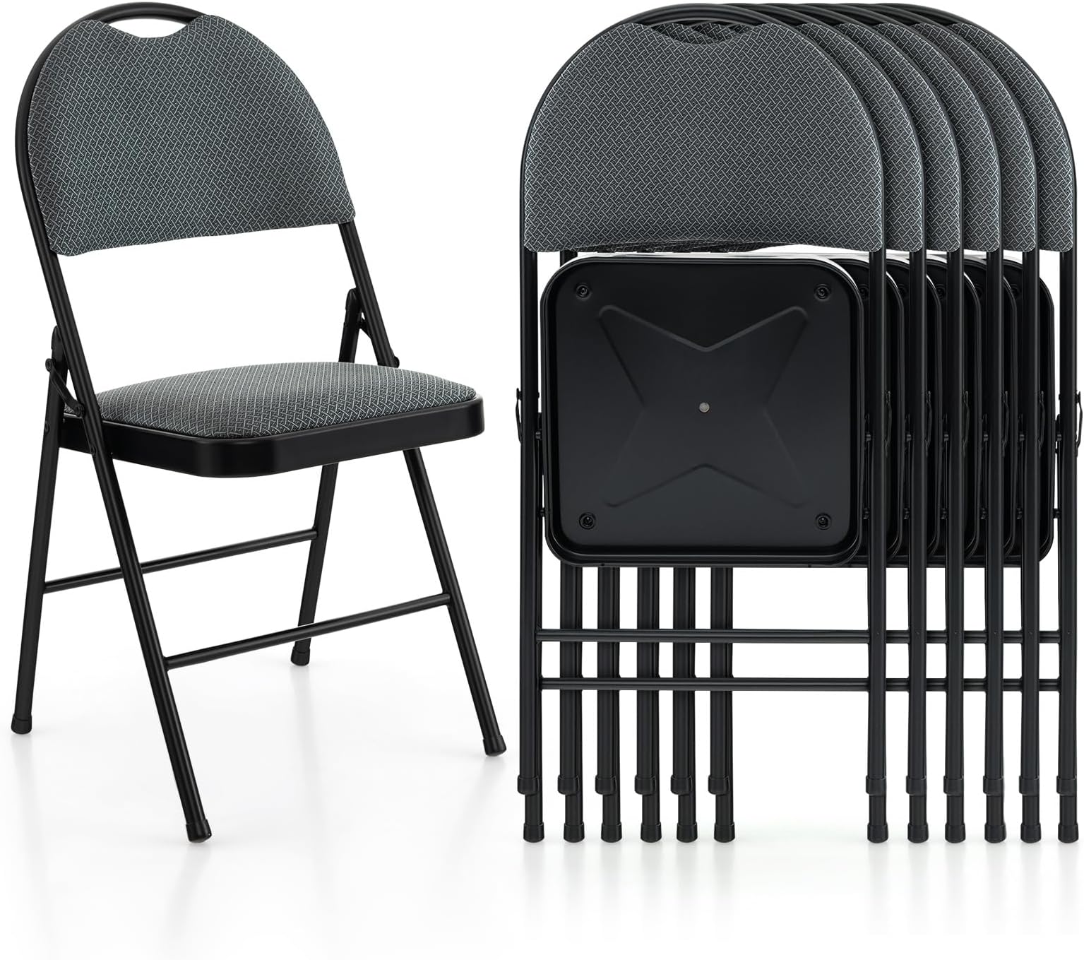 COSTWAY 2/4/6 Pack Fabric Padded Folding Chair, Metal Frame Easy ...