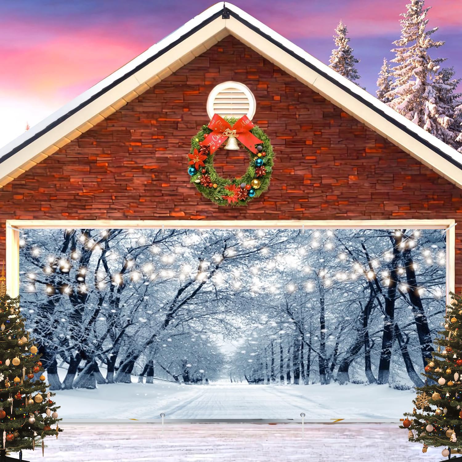 Amazon.com : Winter Christmas Garage Door Cover Banner Decorations ...