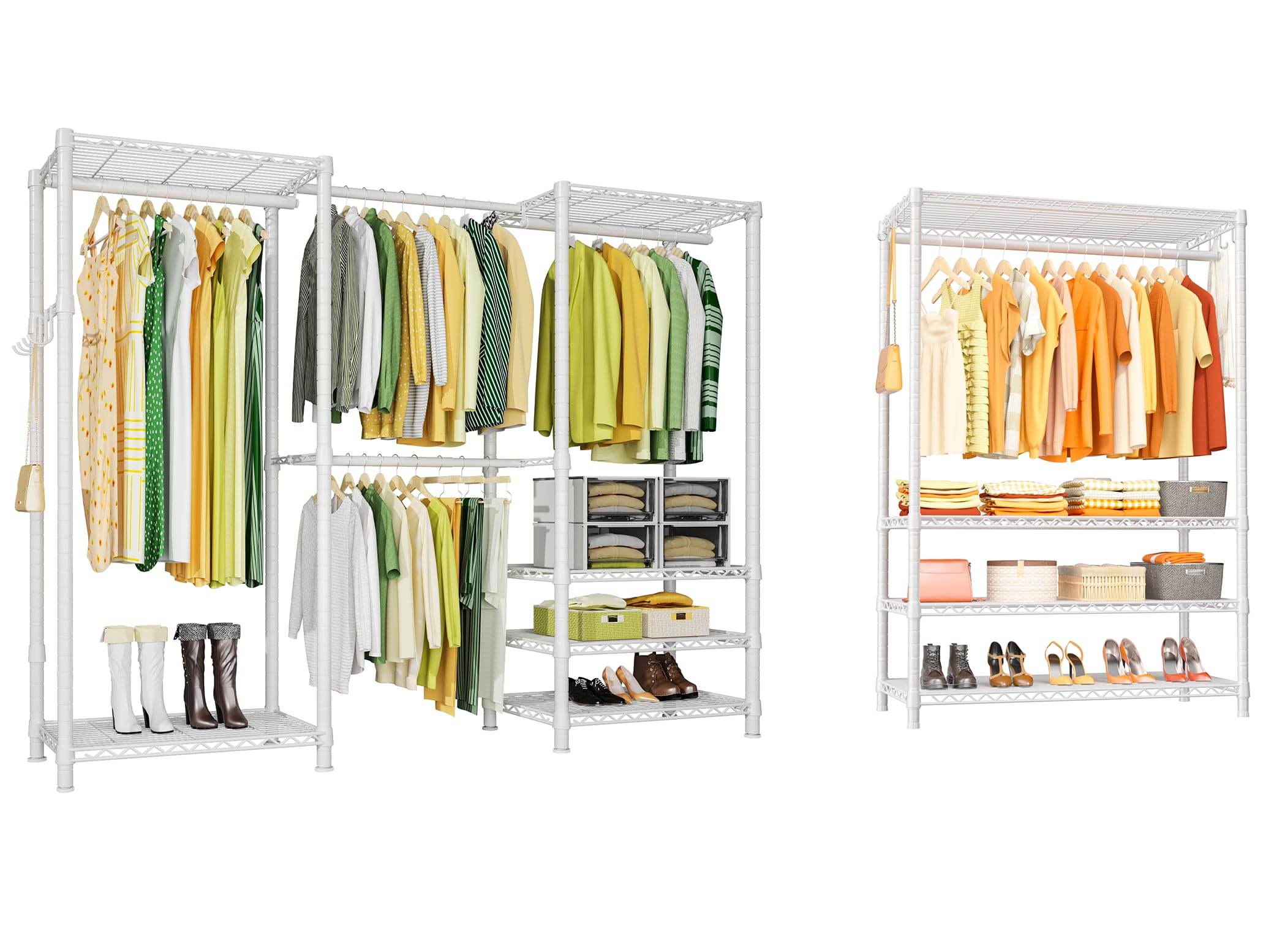 Amazon.com: Ulif E1 and H4 Plus White Garment Rack Bundle, Metal ...