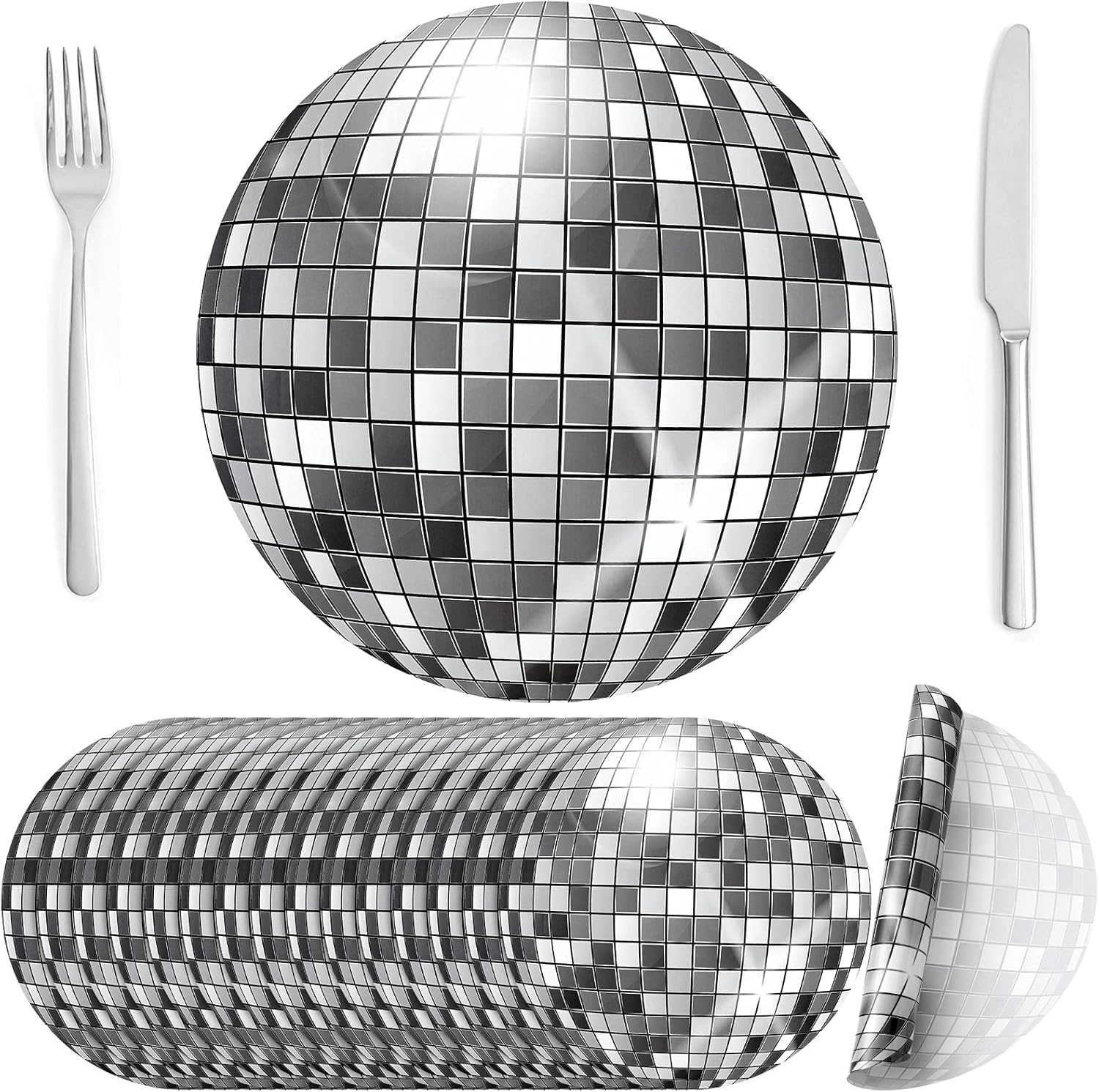 Amazon.com: Crtiin 50 Pieces 12 Inch Disco Ball Round Placemats 70s ...