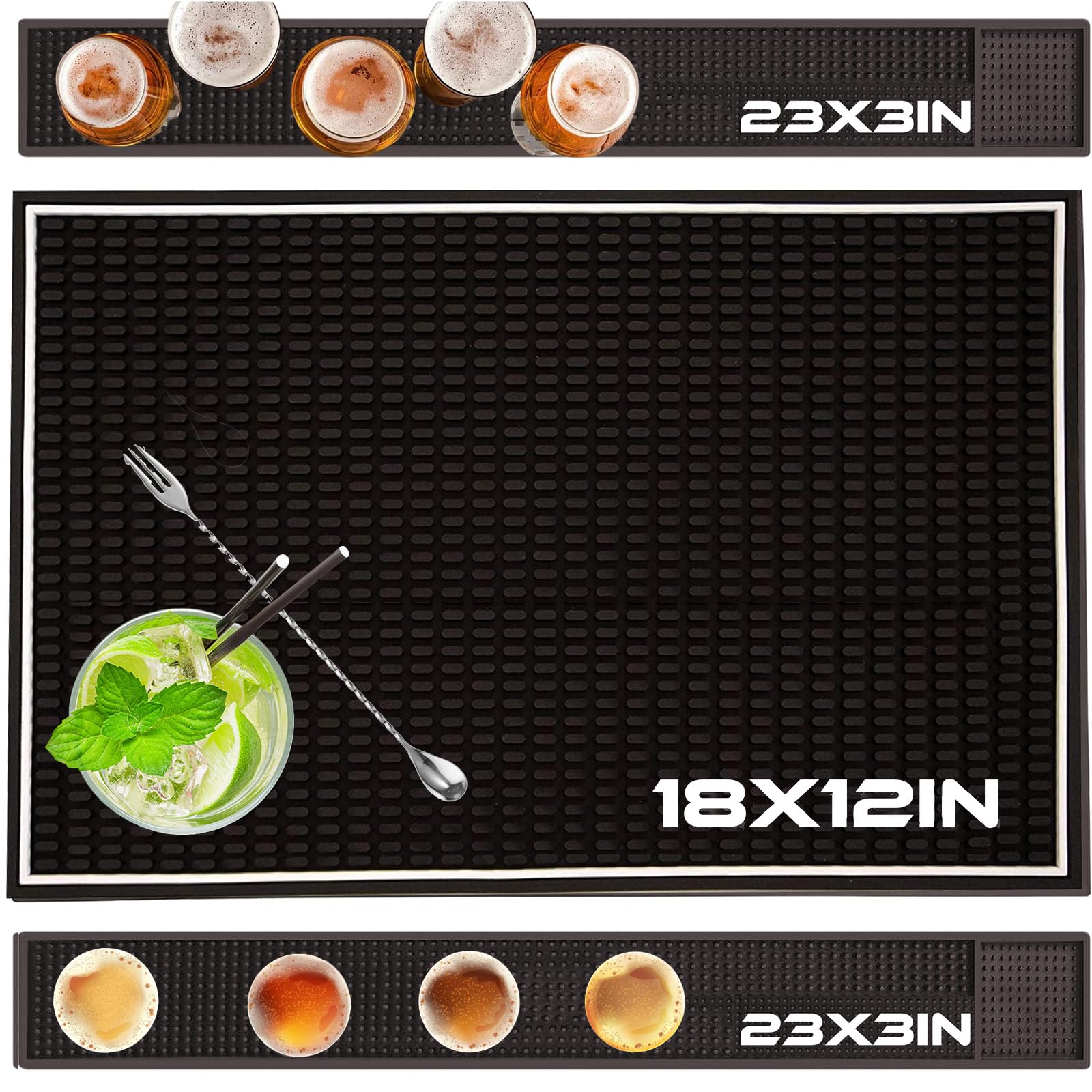 Amazon.com: 3 Pack Rubber Bar Mats, Spill Bar Mats for Bartending,Non ...
