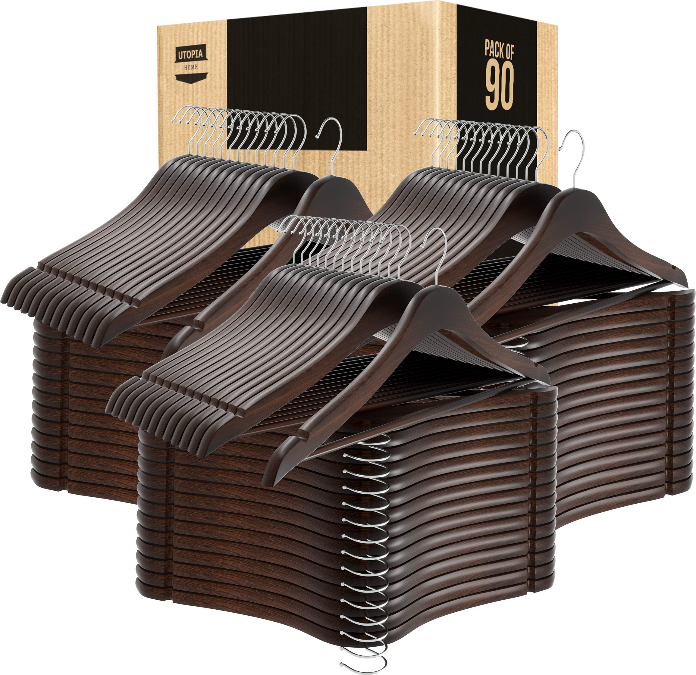 Amazon.com: Utopia Home Premium Wooden Hangers 90 Pack - Durable & Slim ...