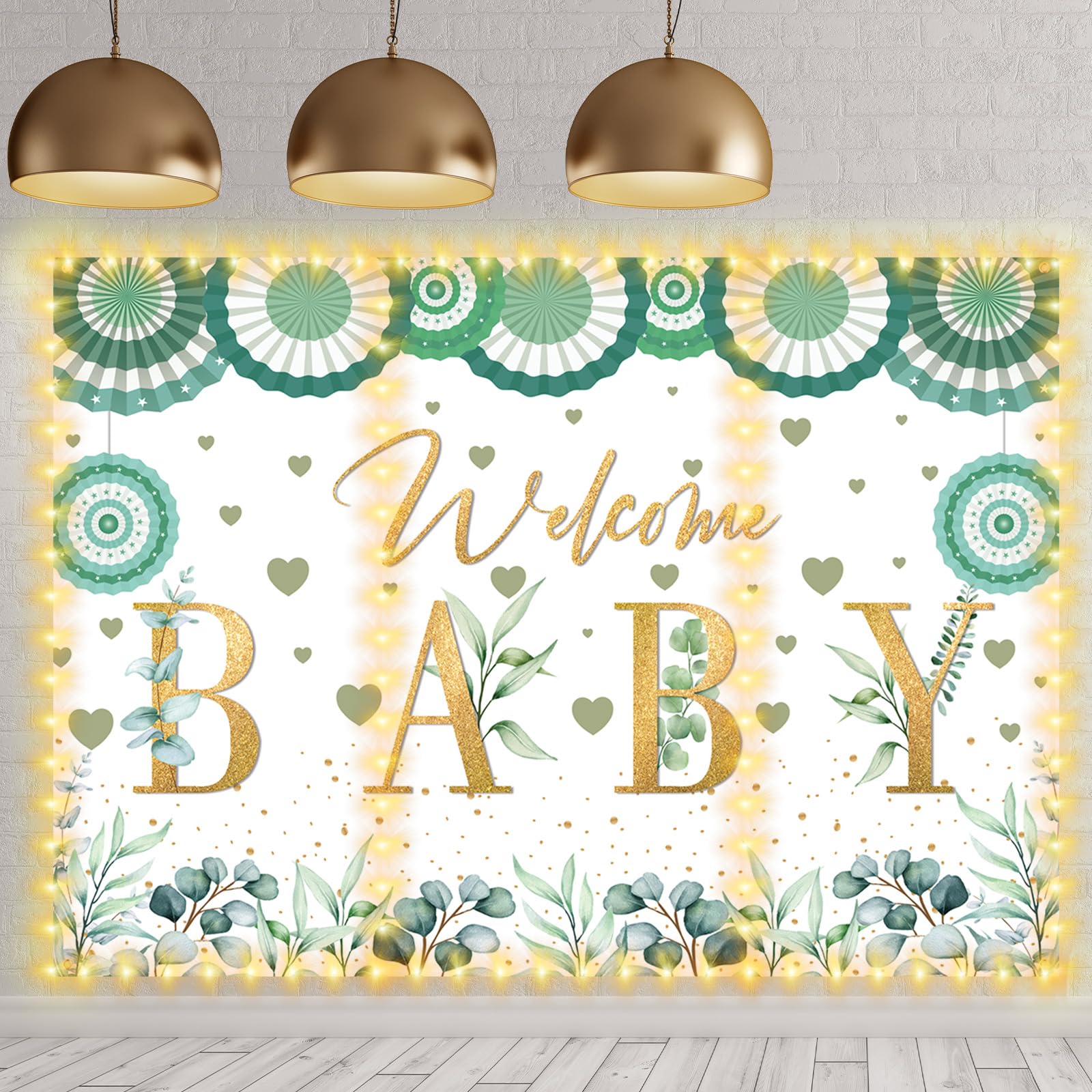Snapklik.com : 7 X 5ft LED Welcome Baby Baby Shower Backdrop Lighted ...