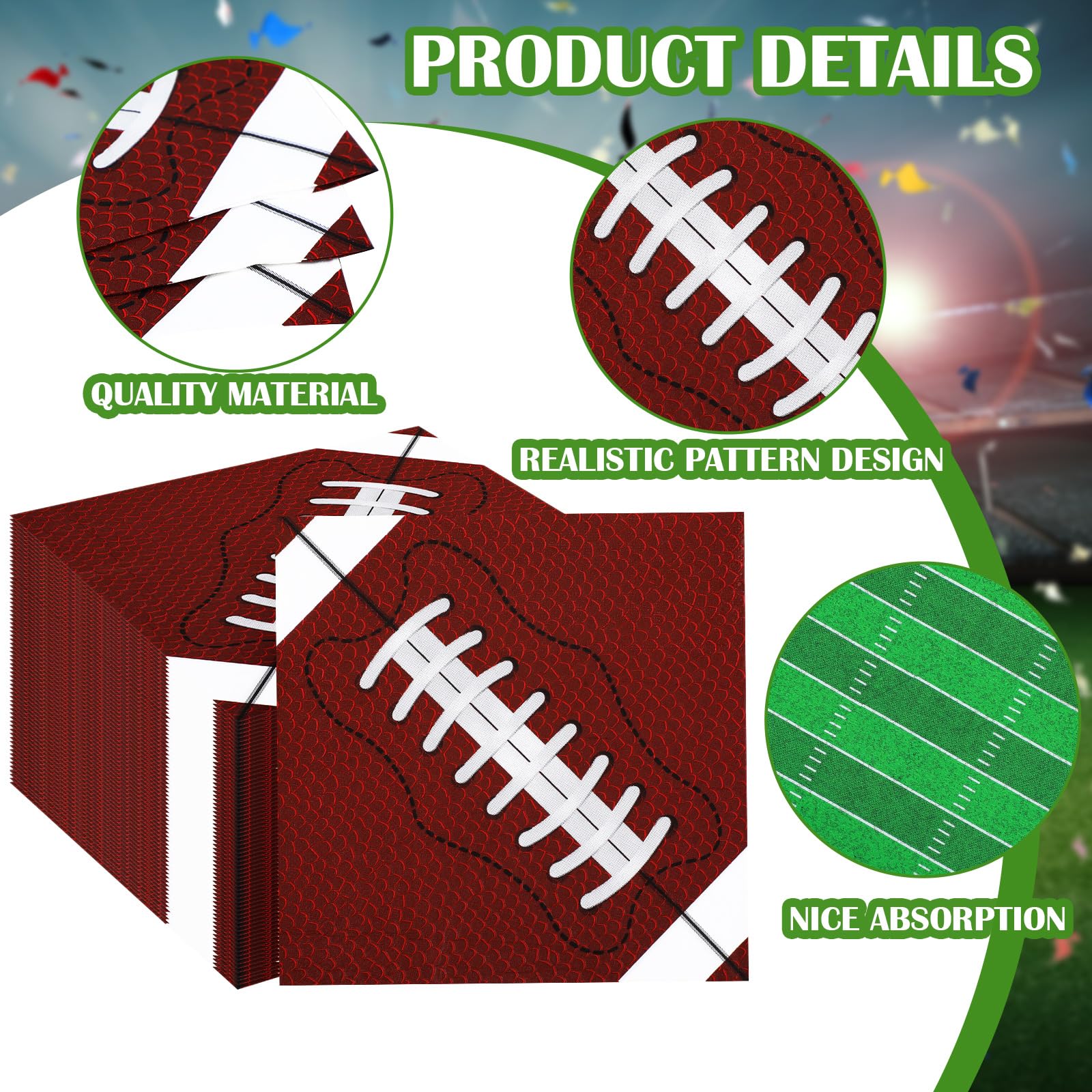 Party Decorations 100-Pack Football Party Napkins - Disposable Tailgate ...