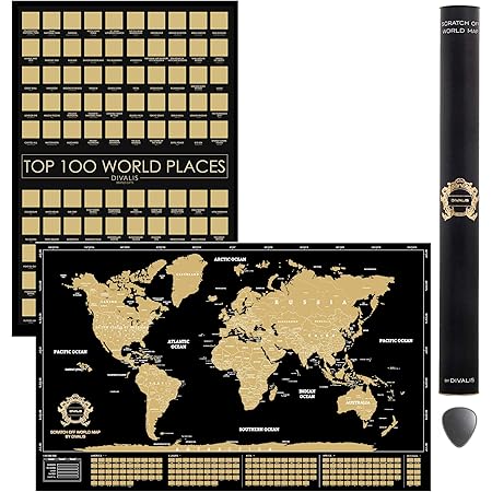 Scratch Off World Map - Extra Large - Black and Gold Scratchable World Map Poster - Best Travel ...