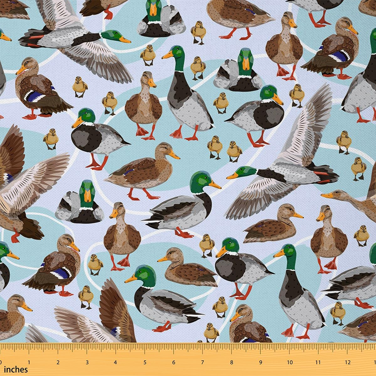 Amazon.com: Cute Duck Fabric by The Yard Watercolor Cartoon Mallard ...