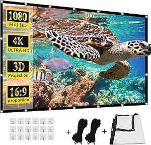 Amazon.com: HUANYINGBJB 4K 16:9 HD Foldable Projection Screen - Double-Sided Portable Outdoor ...