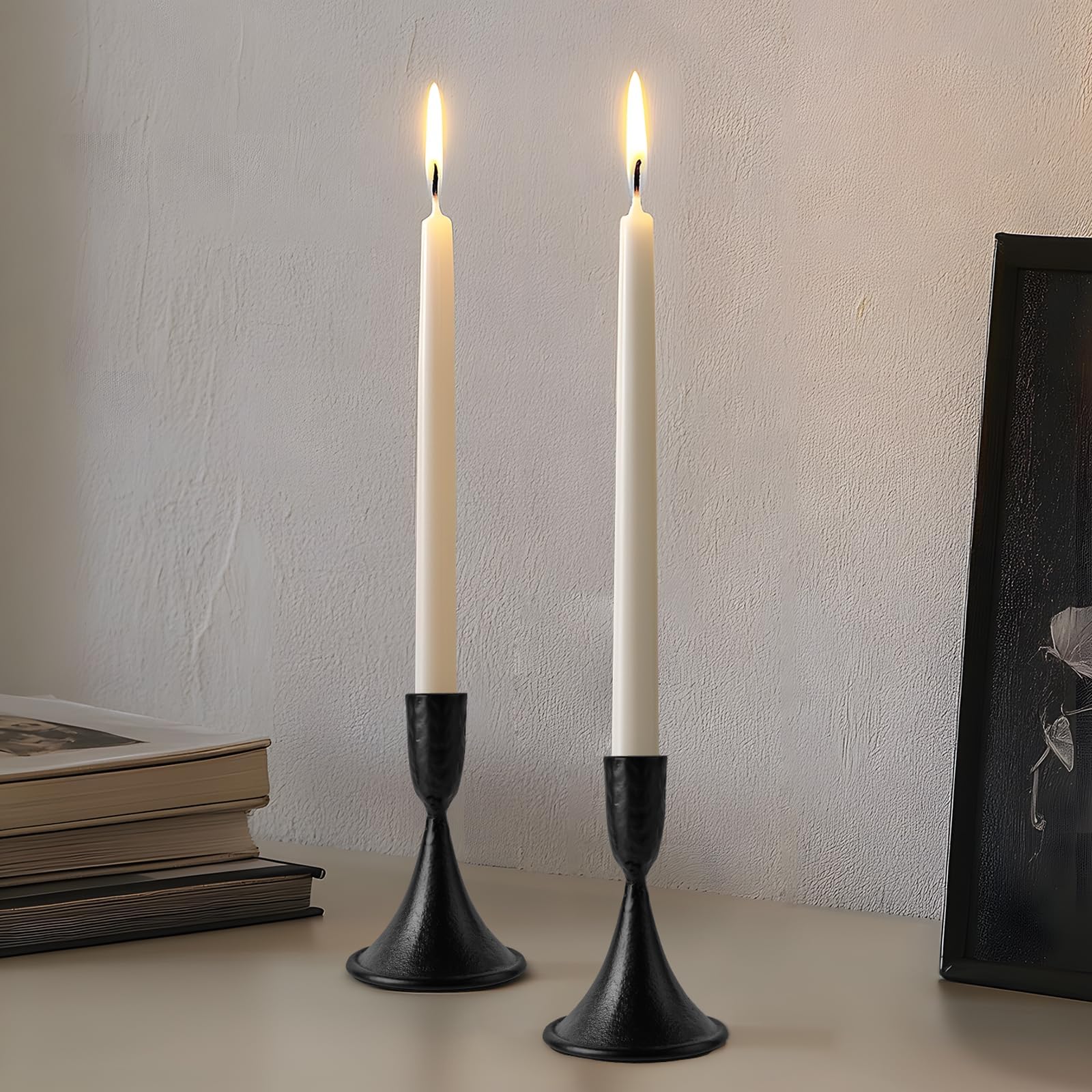 Amazon.com: Black Candlestick Holders Black Taper Candle Holder Set of ...