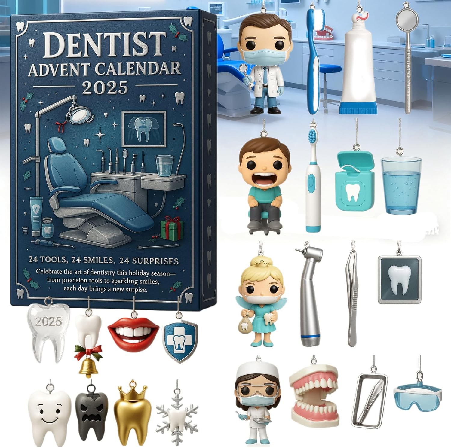 Amazon.com: 2025 Dentist Advent Calendar – 24 Days Christmas Countdown with Dental Ornaments ...