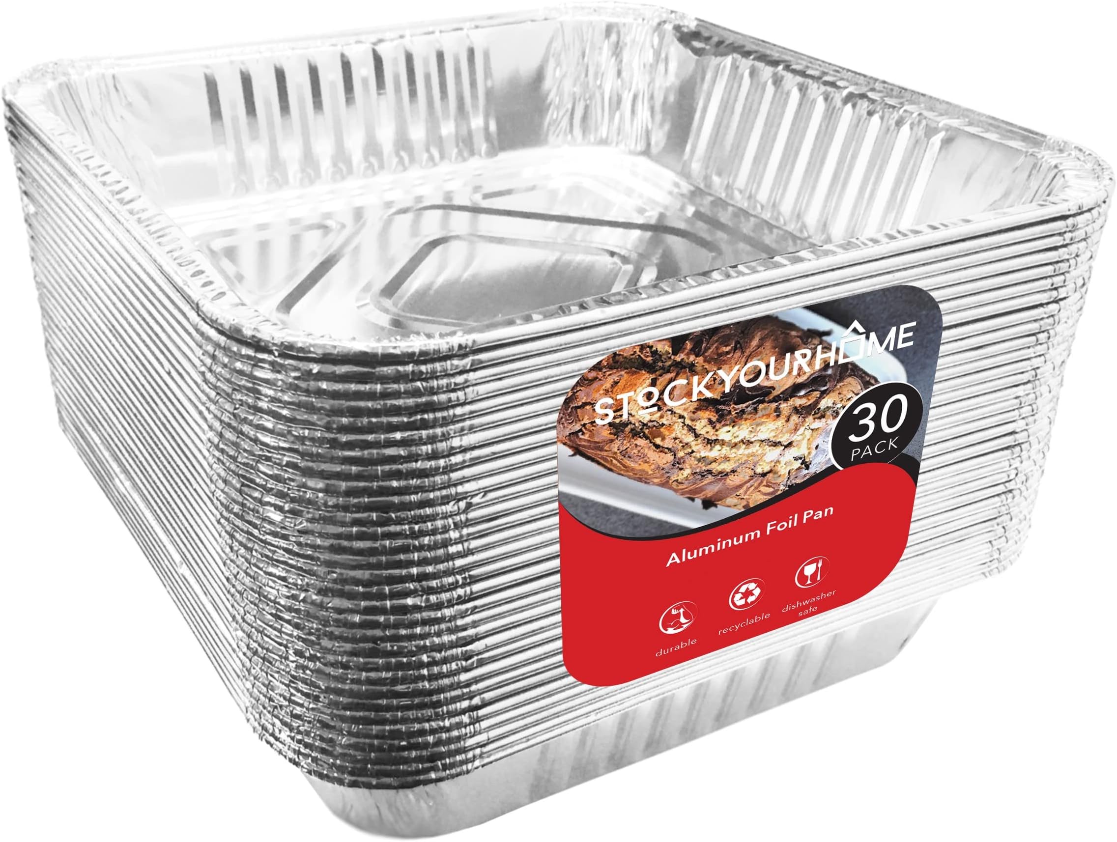 Amazon.com: Stock Your Home 9x9 Aluminum Foil Pans - 8.75" L Rim (30 ...