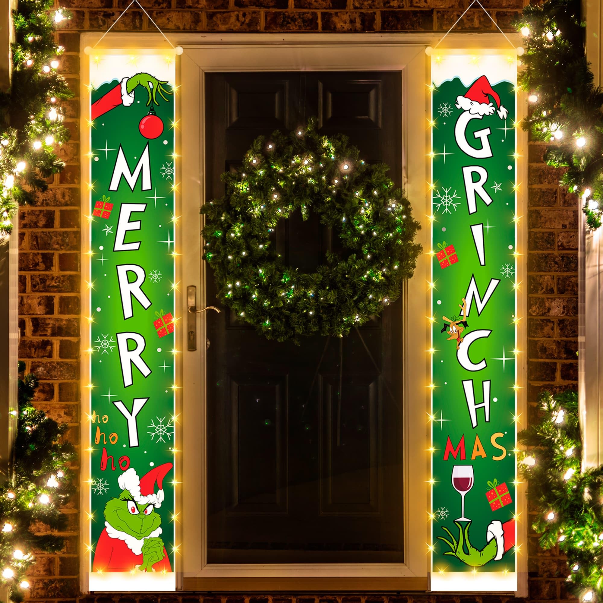 Amazon.com : Christmas Decorations Banners with String Lights, Animated ...